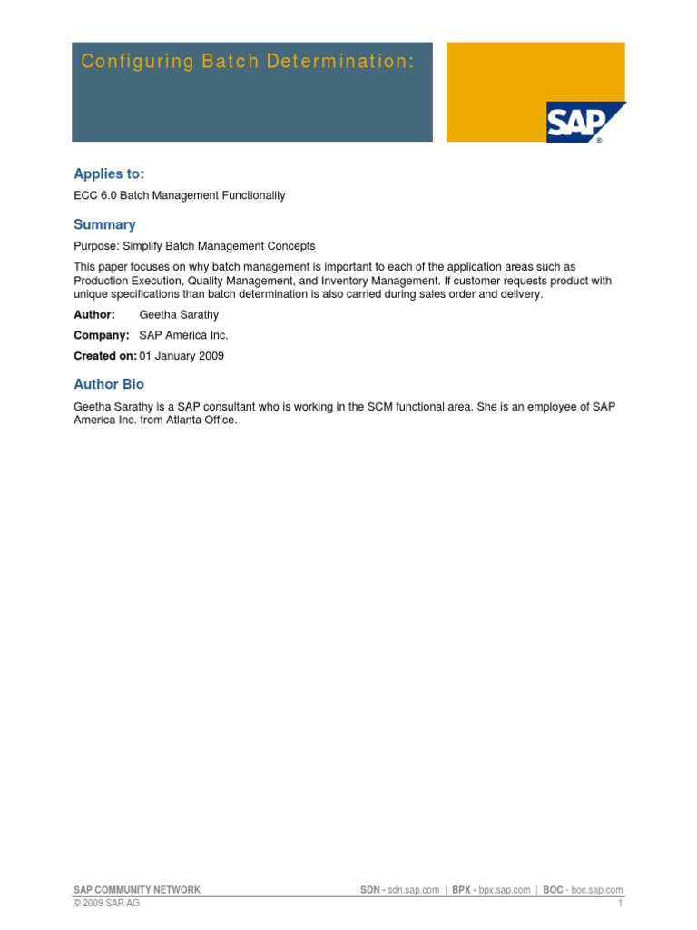 Configuring Batch Determination PDF | PDF | Ibm System I ...