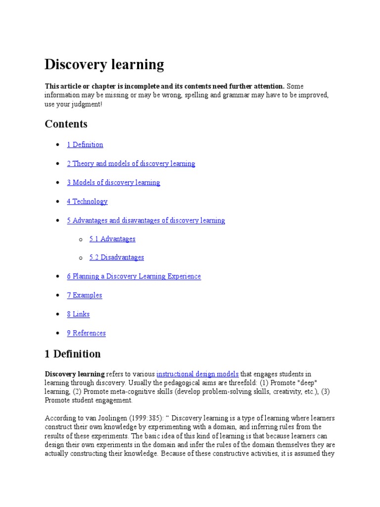 Discovery Learning Edutech Wiki | PDF | Inquiry Based Learning ...