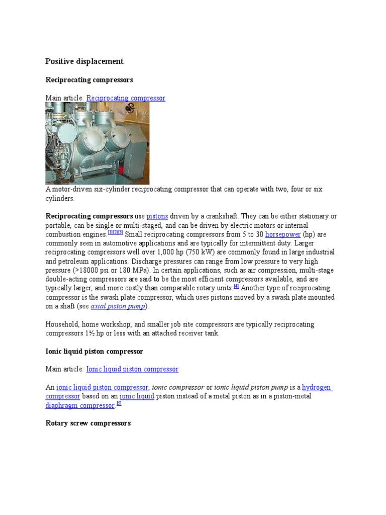 Positive Displacement: Reciprocating Compressors | PDF