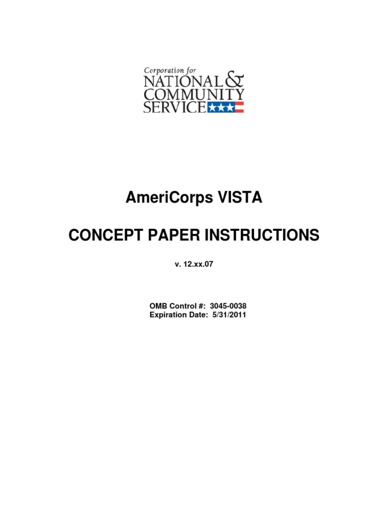 Americorps Vista Concept Paper Instructions | PDF | Poverty | Poverty ...
