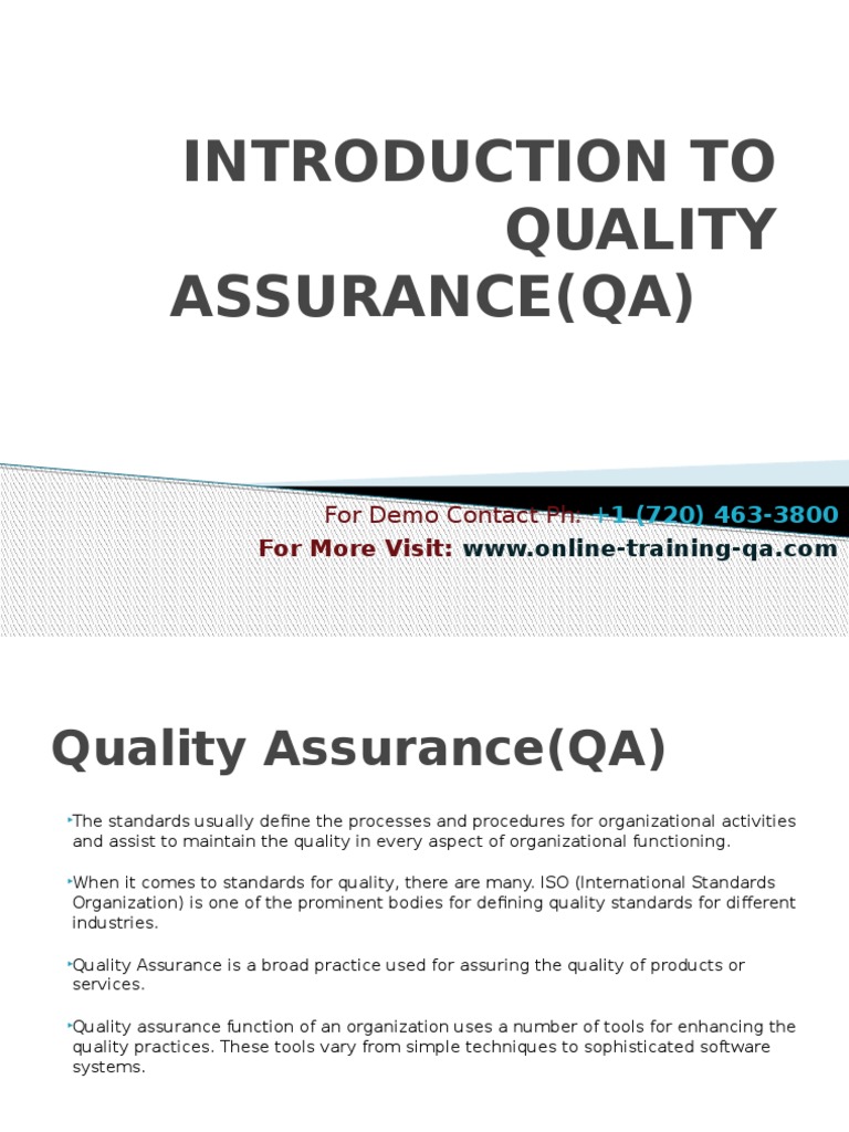 Introduction To Quality Assurance (Qa) | PDF | Quality Assurance ...