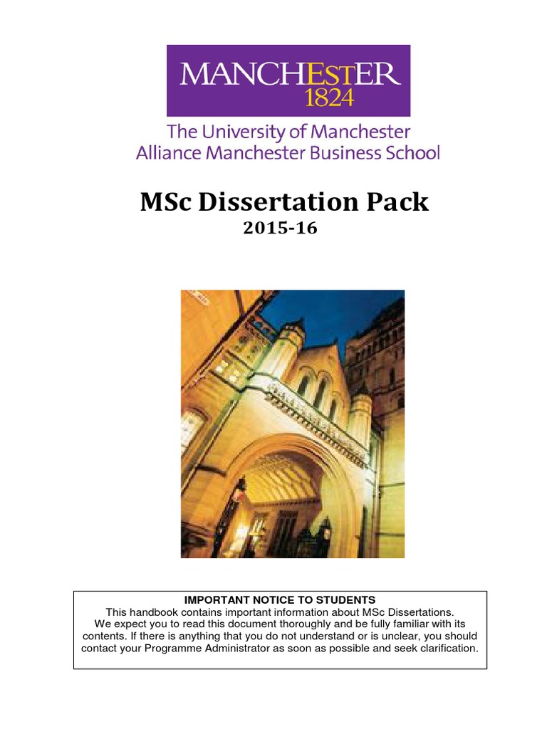 MSC Dissertation Pack 1516 | PDF | Thesis | Institutional Review Board