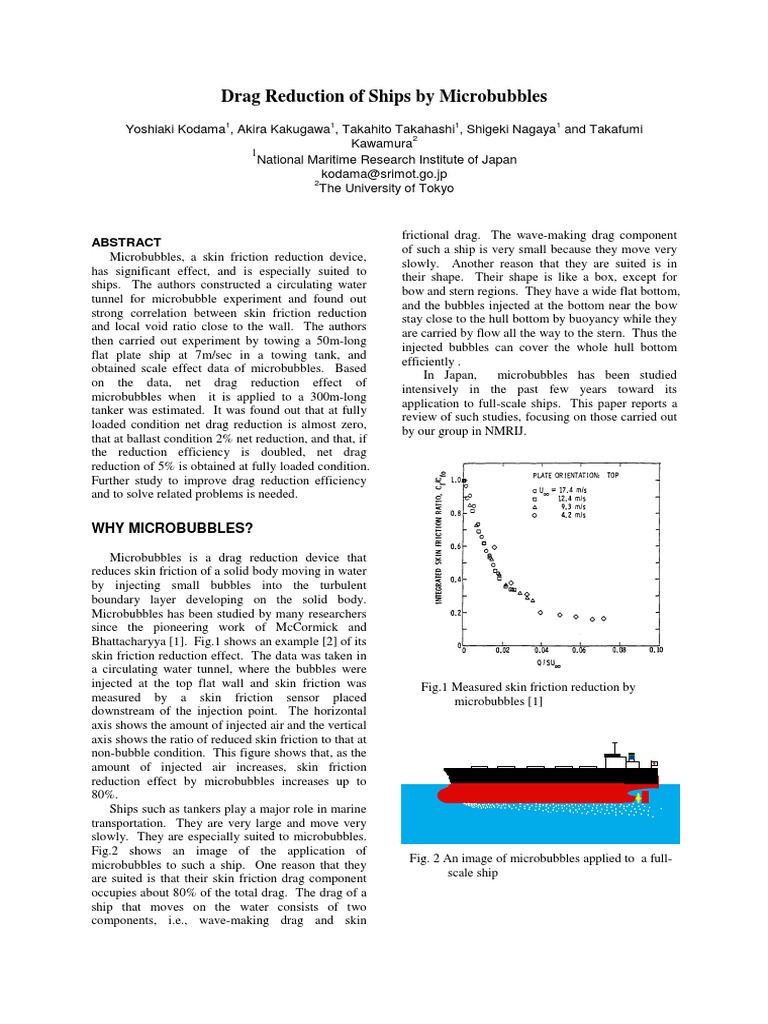 Microbubble Drag Reduction for Ships | PDF | Drag (Physics) | Boundary ...