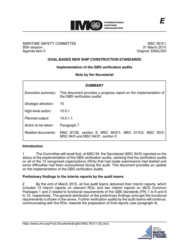 IMO Doc | Auditor's Report | Audit