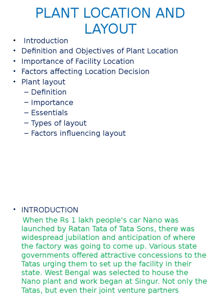 Plant Location and Layout | PDF | Labour Economics | Factory