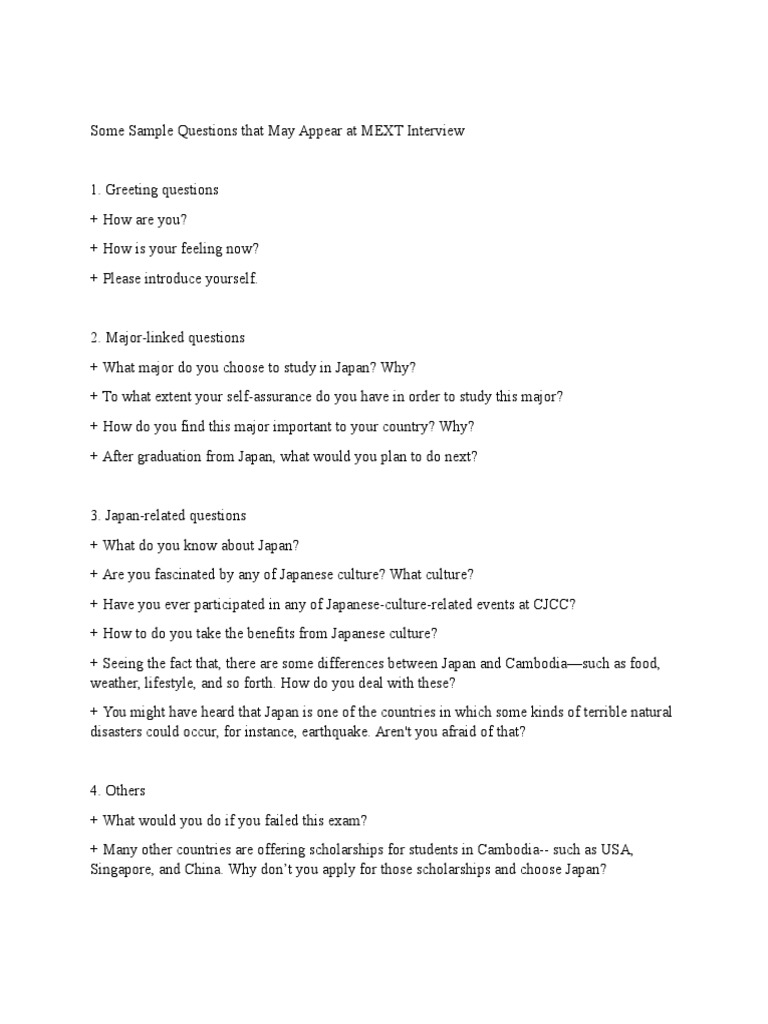 Mext Scolarship Questions | PDF | Japanese Cuisine | Japan