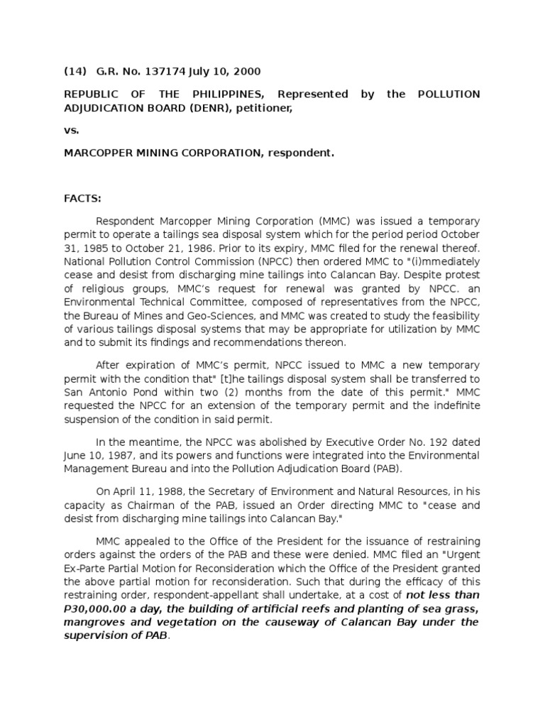 Republic & PAB Vs Marcopper CC | PDF | Mining | Repeal