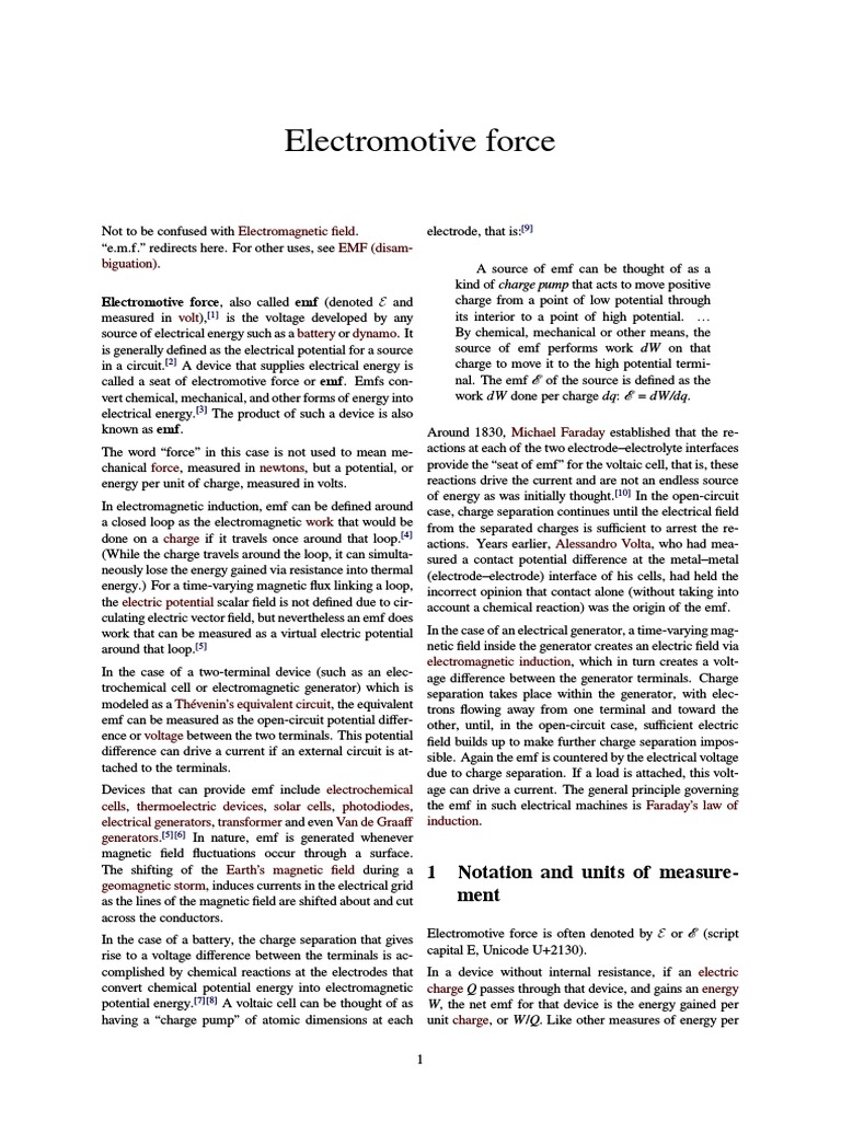 Electromotive Force (EMF) | PDF | Redox | Applied And Interdisciplinary ...