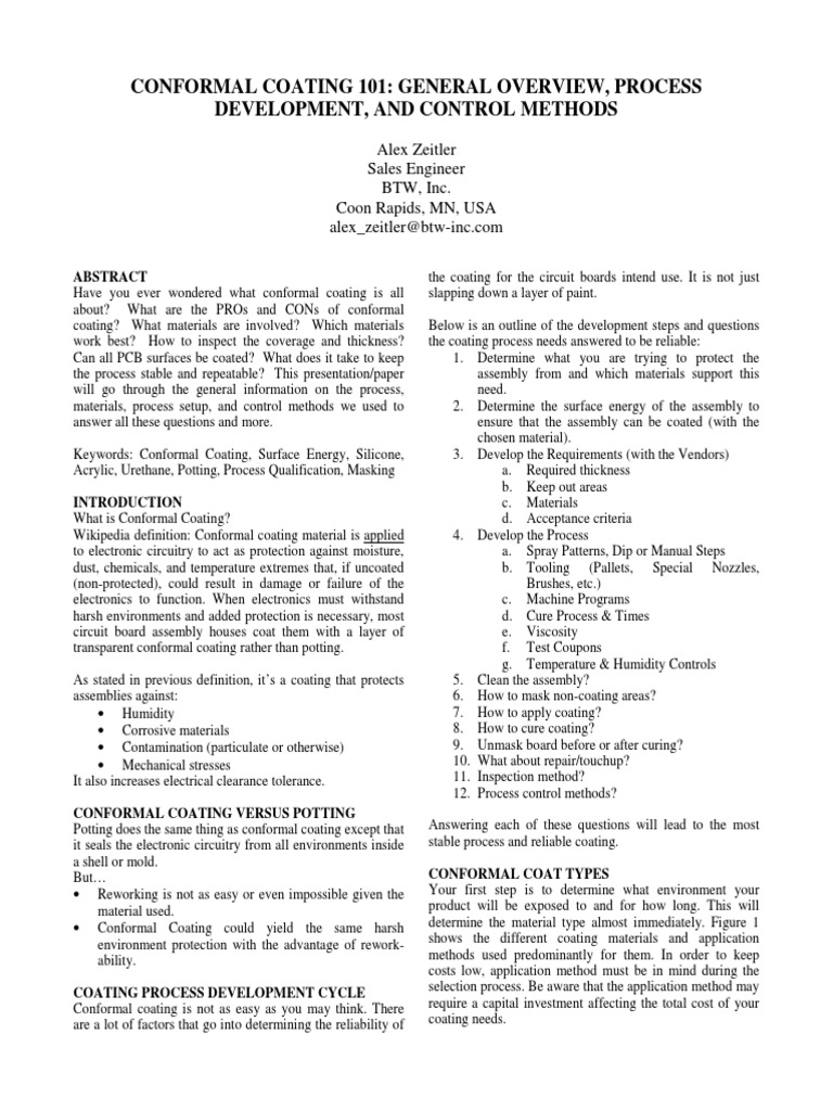 Conformal Coating 101 | PDF | Printed Circuit Board | Chemistry