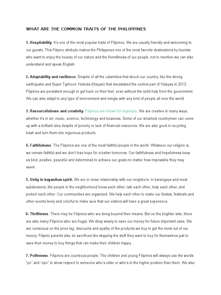 What Are The Common Traits of The Philippines: Filipinos Are Known For ...