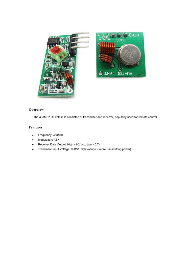 Manual RF Link | PDF | Transmitter | Microcontroller