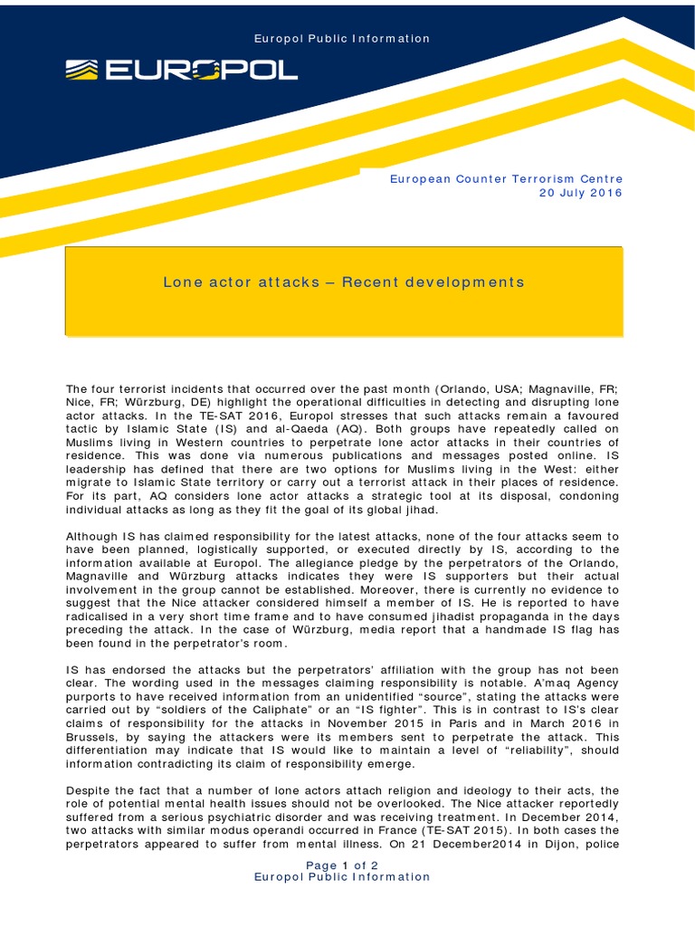 Europol-Lone Actor Attacks | PDF | Jihadism | Mental Disorder