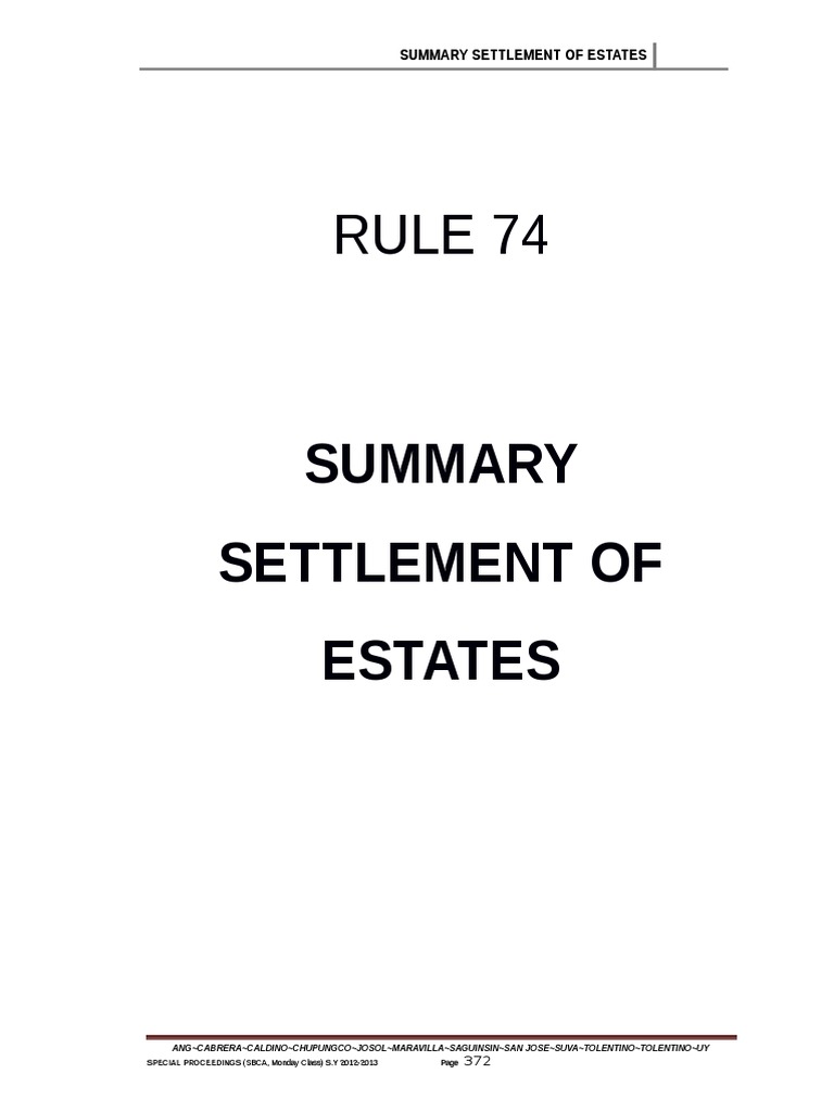 Rule 74 | PDF | Will And Testament | Probate