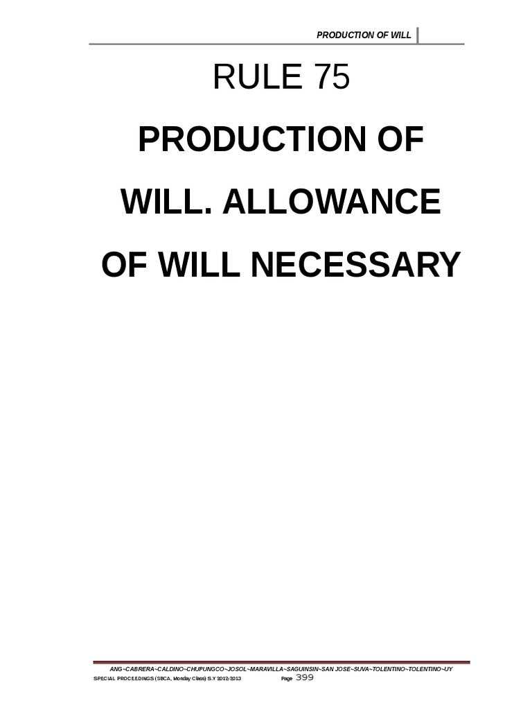 Rule 75 | PDF | Will And Testament | Probate
