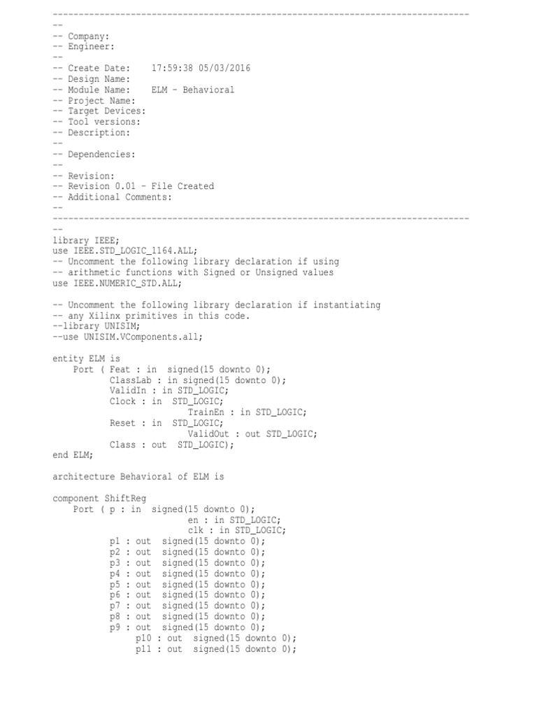 Design and Implementation of an ELM Neural Network for Classification ... Design and Implementation of an ELM Neural Network for Classification ...