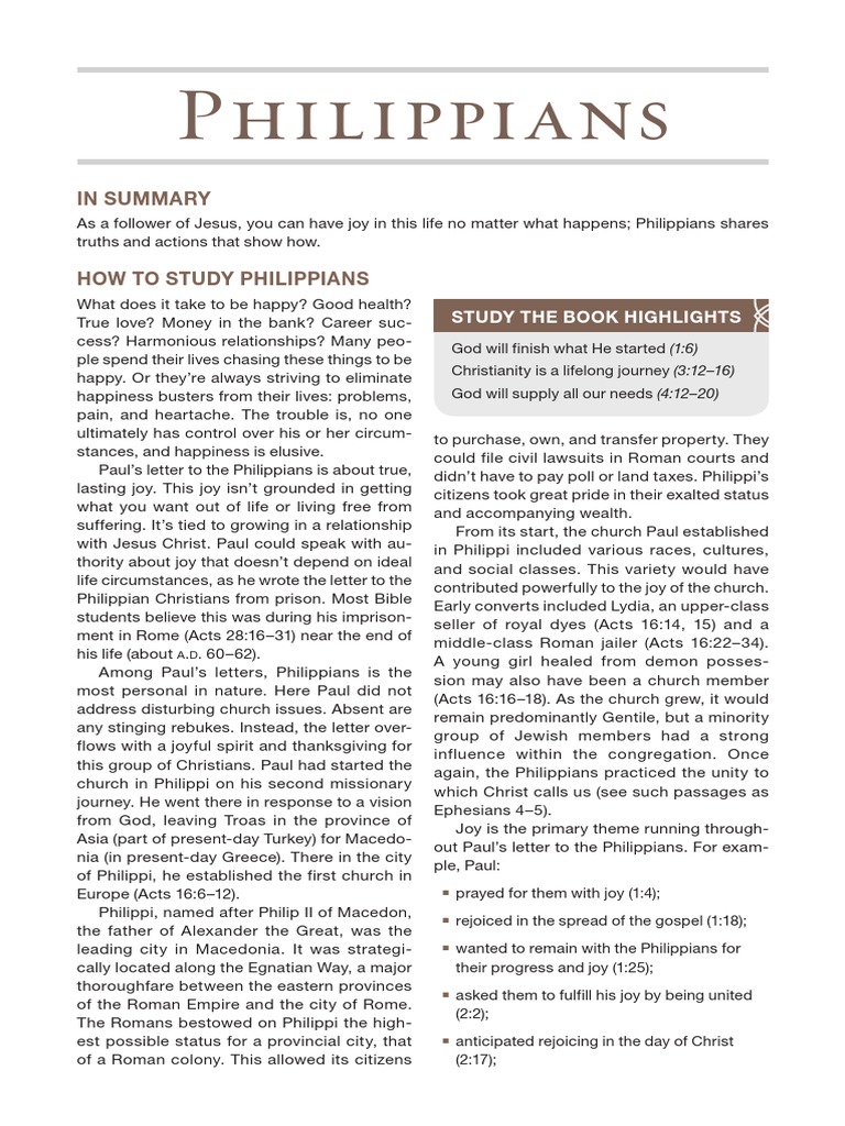 Know The Word Study Bible Philippians | PDF | Epistle To The ...