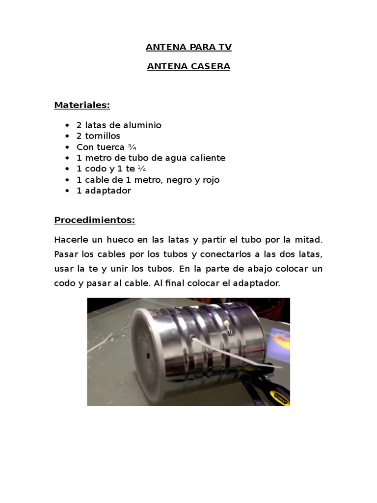 Antena Casera Para Tv Guía Diy Pdf