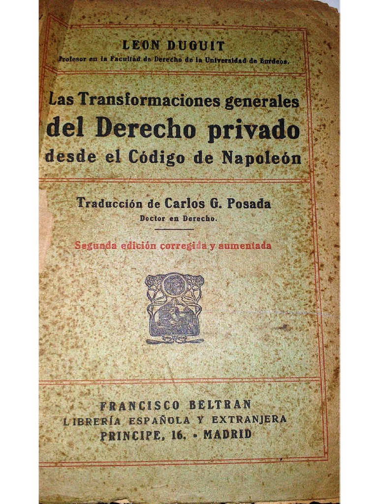 Duguit. Las Transformaciones Generales Del Derecho Privado Desde El ...