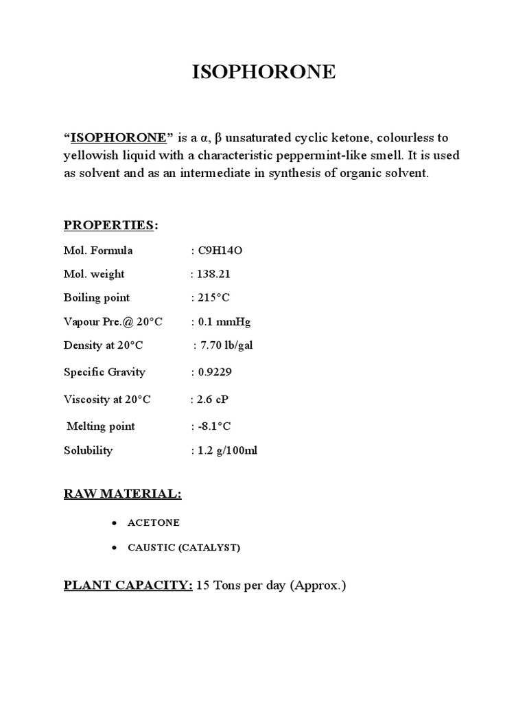Isophorone Production From Acetone | PDF