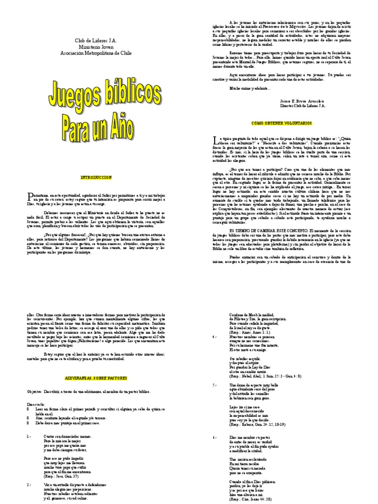 Manual de Juegos Bíblicos para Jóvenes | PDF | Arca de Noé | Cristo ...