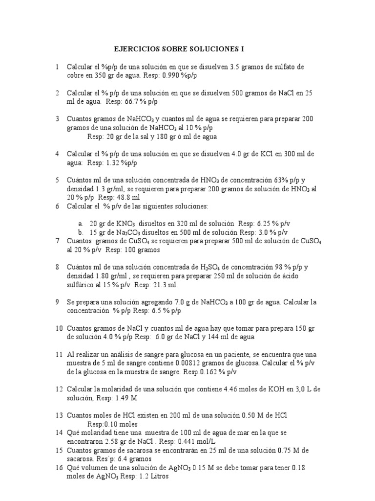 Ejerc. (1) Solucion | PDF | Ácido clorhídrico | Compuestos químicos