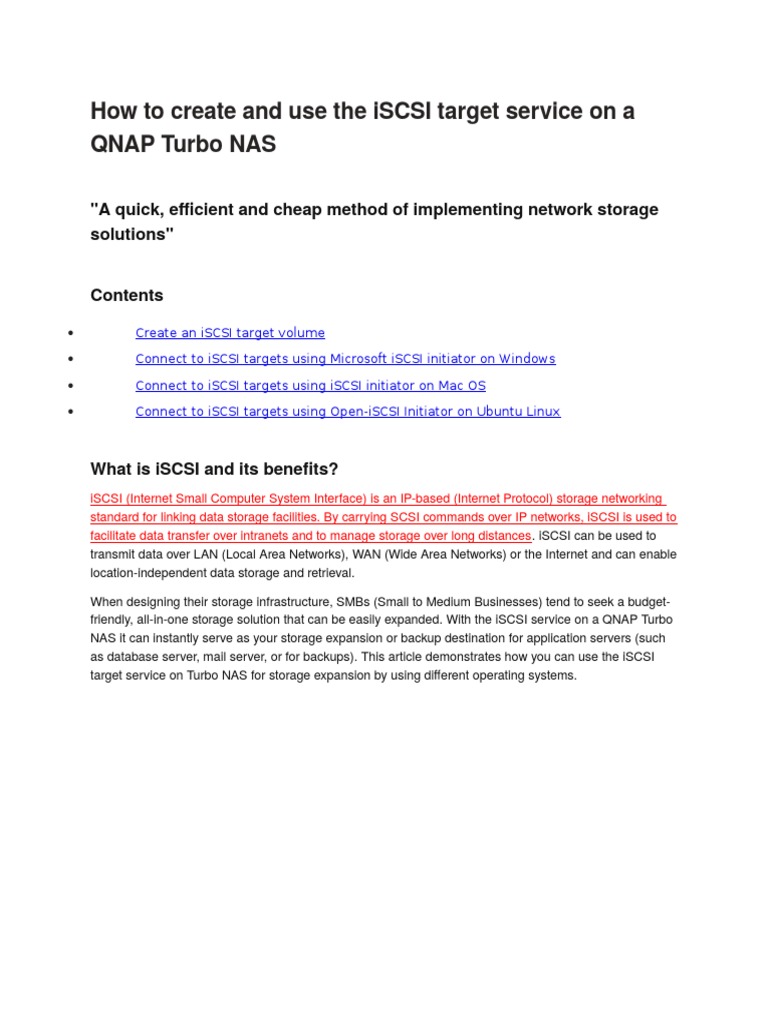 QNAP Turbo NAS iSCSI Setup Guide | PDF | Computer Network | Network ...