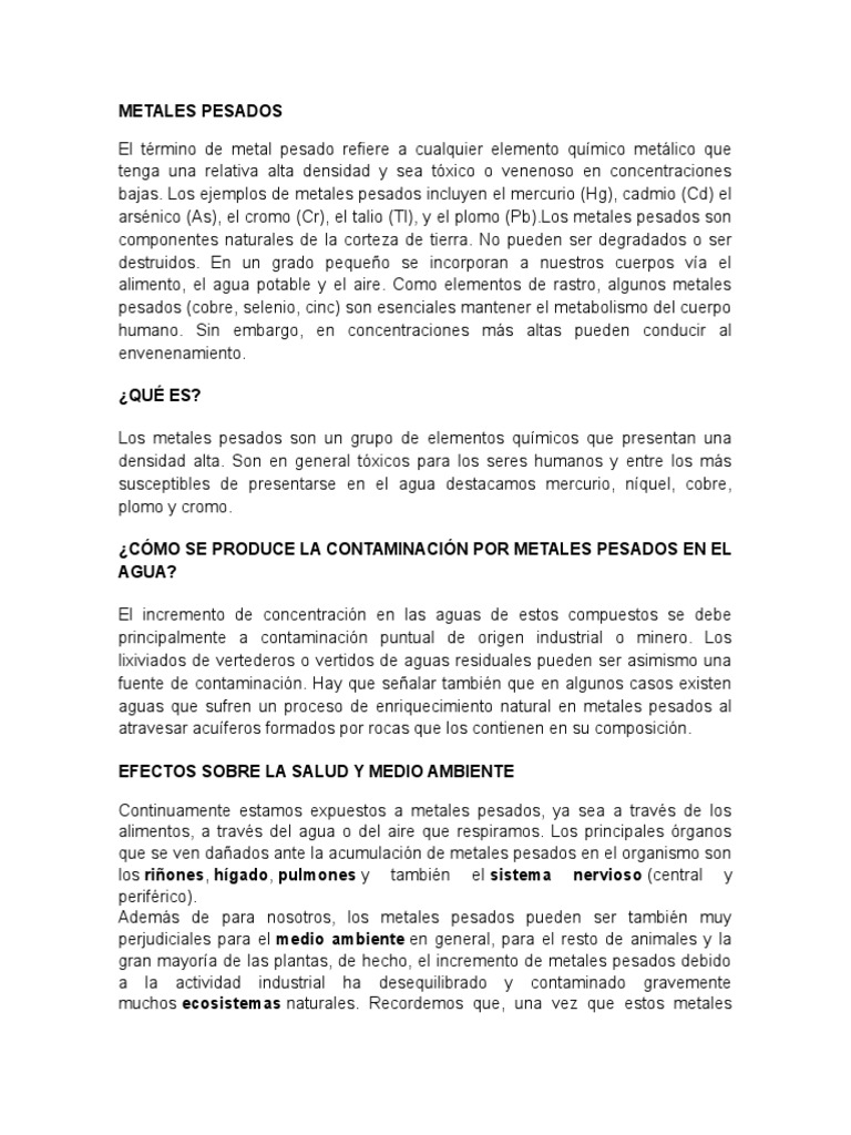 Metales Pesados | PDF | Elementos químicos | Átomos