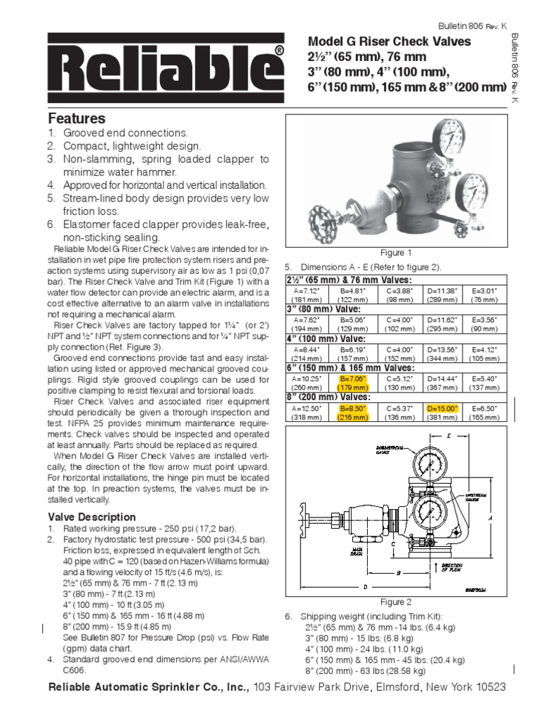 Fire System Riser Check Valves | PDF | Valve | Fire Sprinkler System