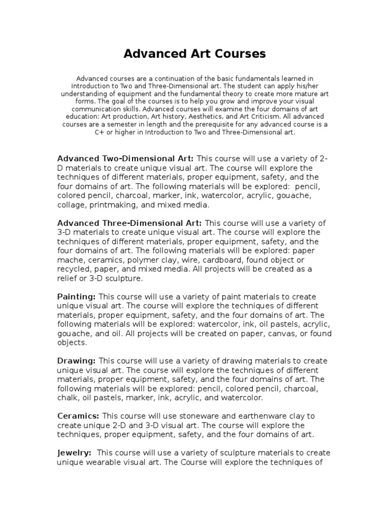 Advanced Art Course Description | PDF | Acrylic Paint | Paintings