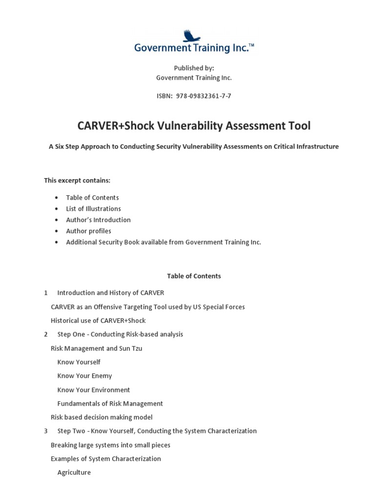 CARVER Excerpt For Download TOC | PDF | Vulnerability (Computing ...