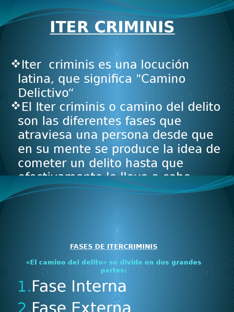 Fases de Itercriminis Diapositivas | PDF | Delito | Derecho penal