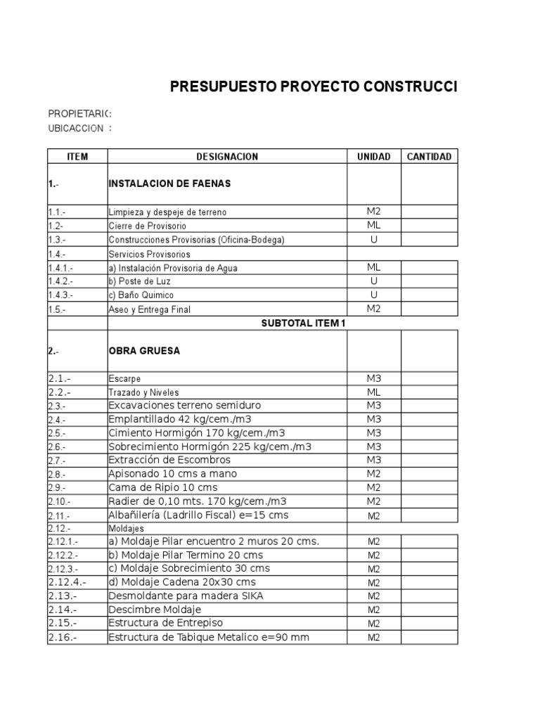 Modelos Presupuesto y Apu | PDF | Ingeniería de Edificación | Elementos arquitectónicos
