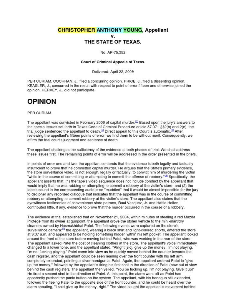 Christopher Young Case - April2009 | PDF | Jury Selection | Batson V ...
