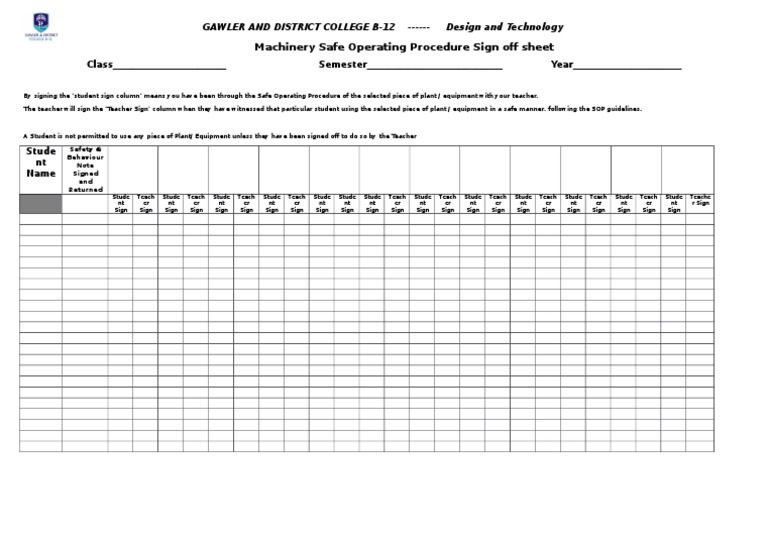 Sop Signoff Blank 2015 | PDF