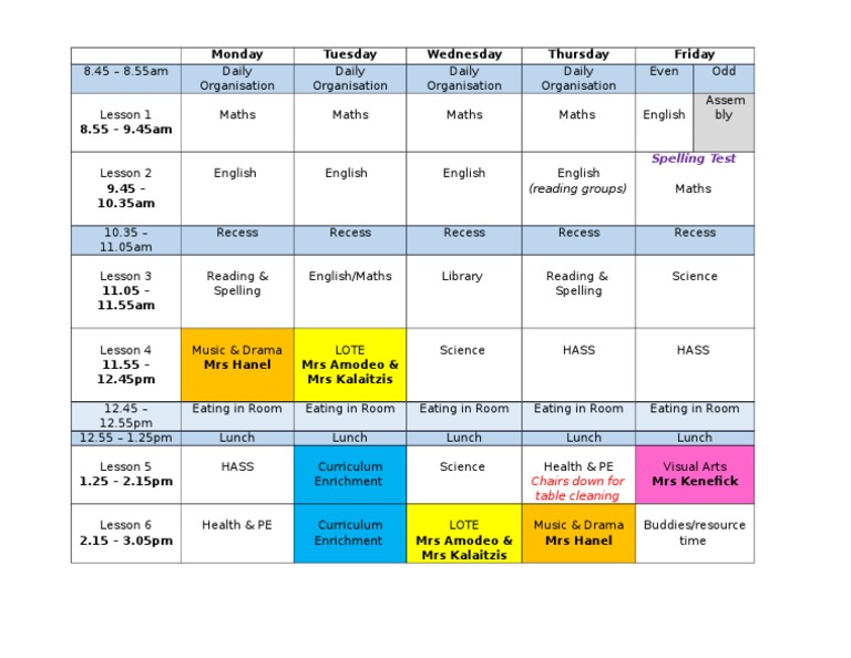 Term 3 Timetable Website | PDF