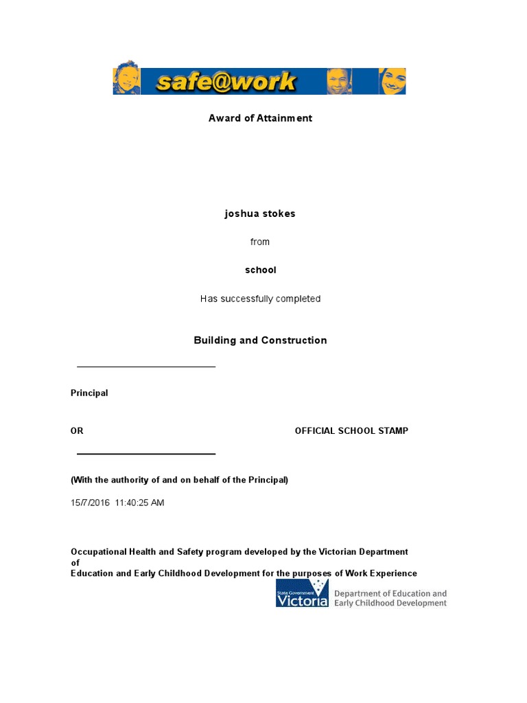 Certificate For Building | PDF
