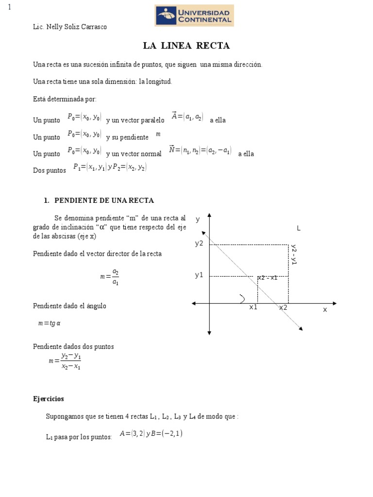 Ecuaciones de la Línea Recta | PDF | Línea (geometría) | Sistema de ...