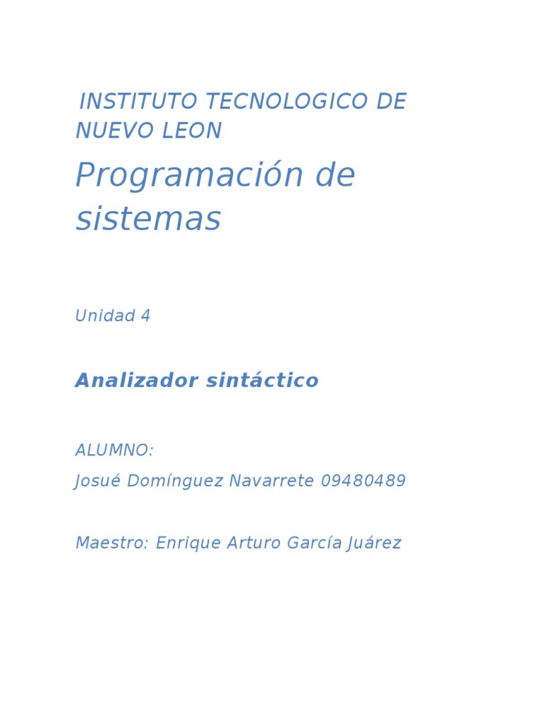 Analizador Sintactico