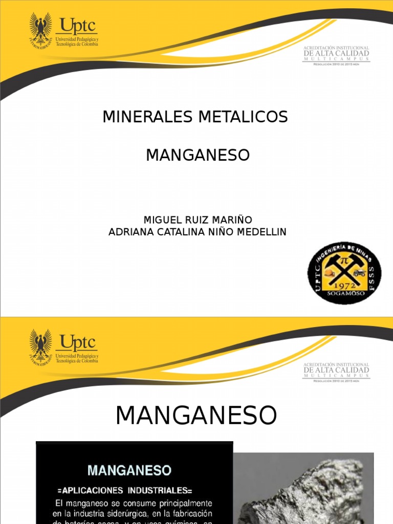 Propiedades y Usos del Manganeso | PDF | Manganeso | Conjuntos de ...