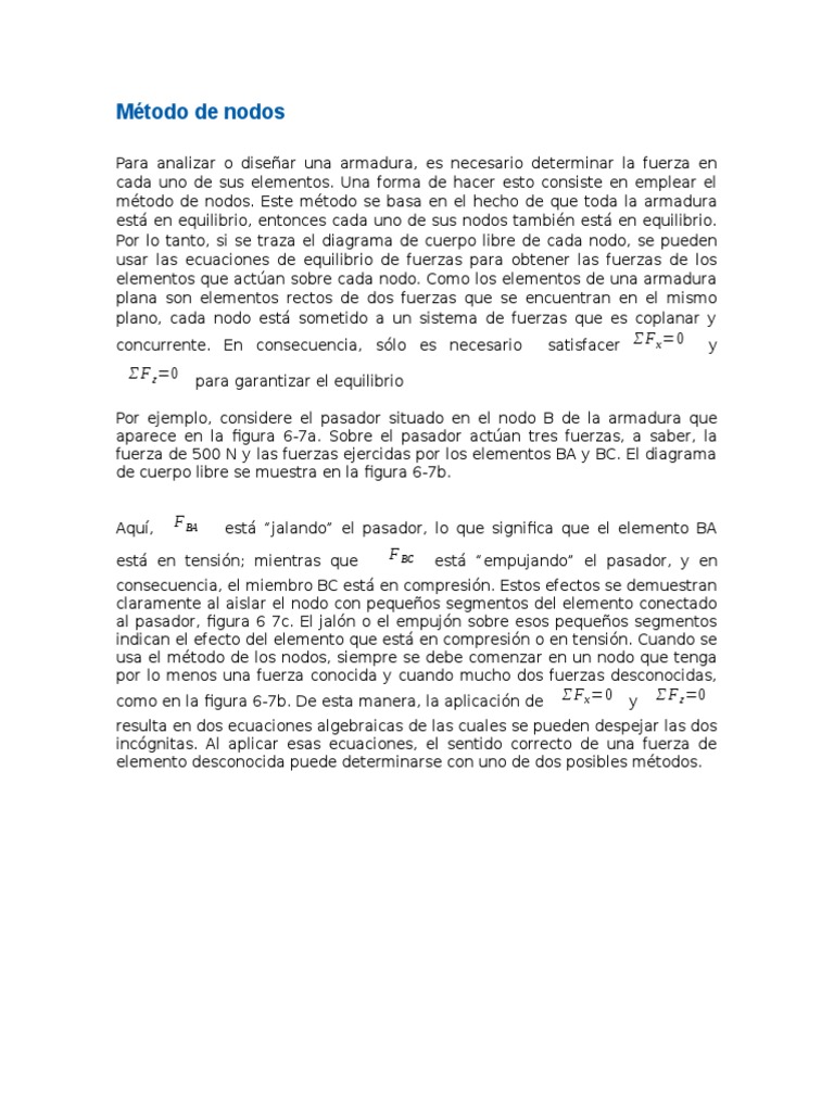 Método de Nodos | PDF | Ecuaciones | Fuerza