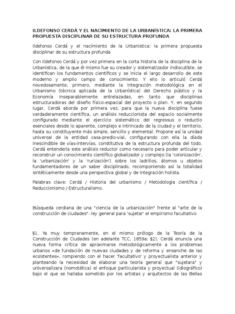Ildefonso Cerdà y El Nacimiento de La Urbanística | PDF | Urbanismo ...