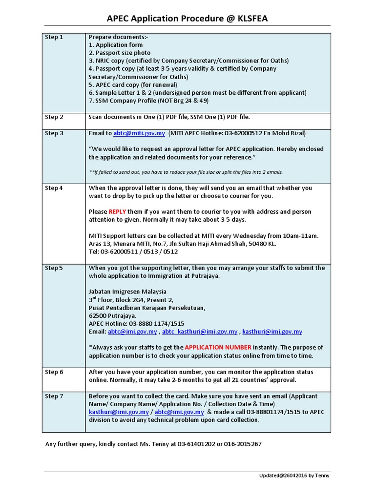 APEC Application Procedure - V3@2016 PDF | PDF | Career & Growth | Business