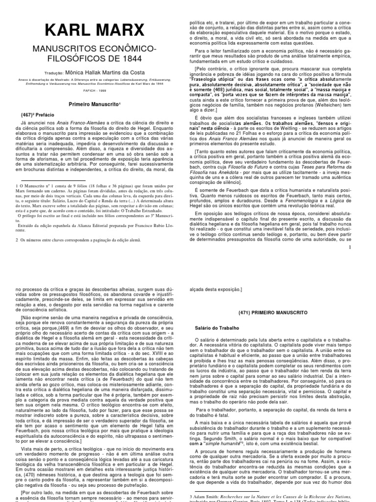 KARL MARX - Manuscritos Econômico-Filosóficos - Trad. Mônica Hallak ...