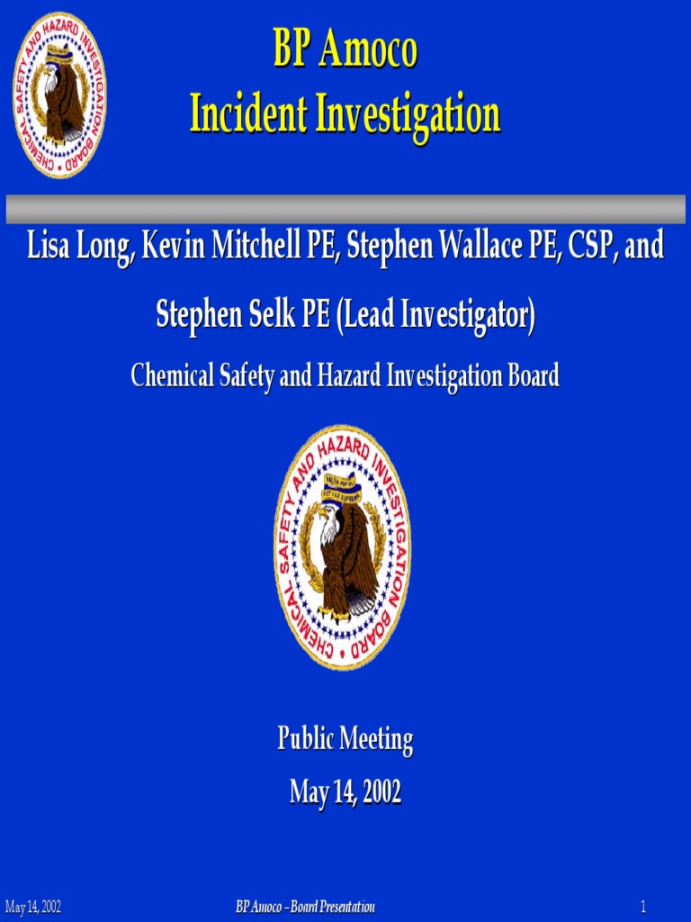 CSB PM - Thermal Decomposition Incident BP AMOCO Polymers | PDF | Bp ...