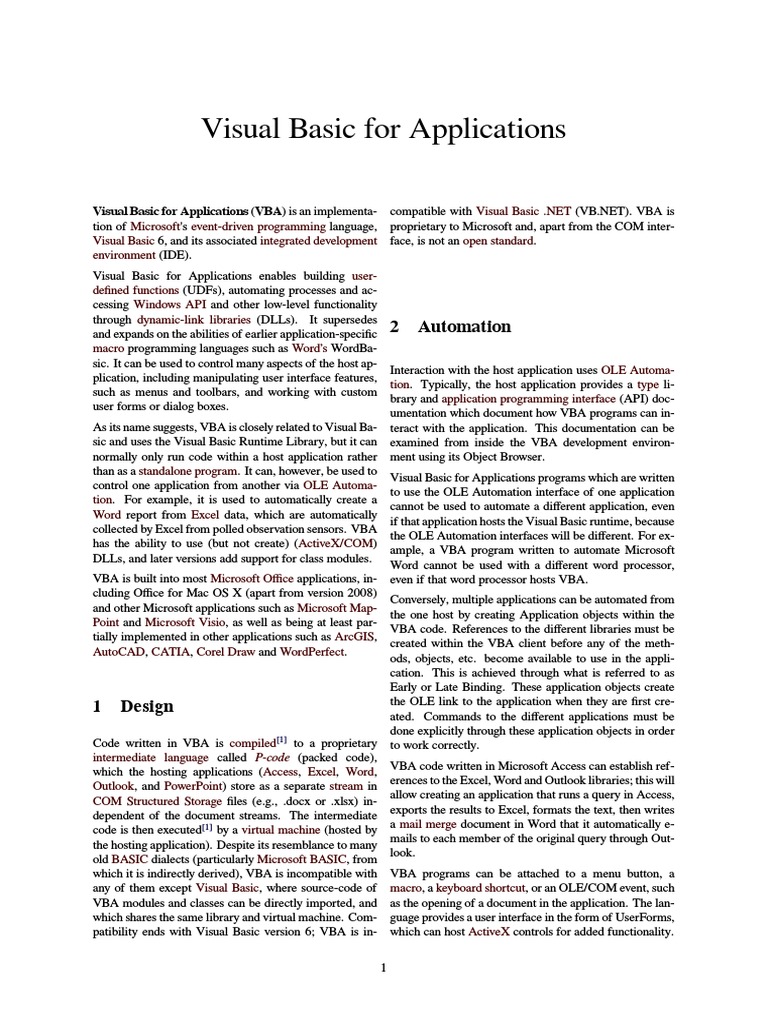 Visual Basic For Applications | Download Free PDF | Visual Basic For Applications | Computing