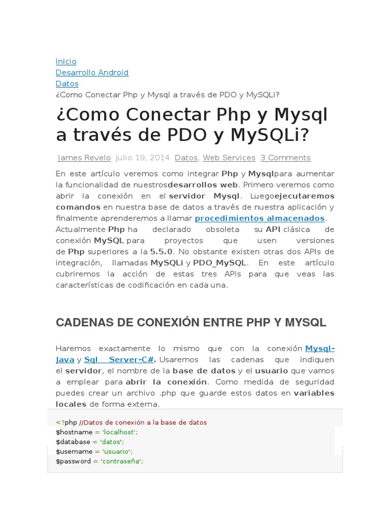 Conexion Mysql y PHP | PDF | Php | Mi sql
