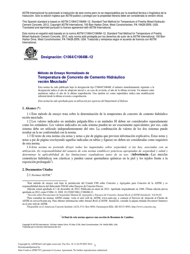 Astm C1064-12 PDF | PDF | Medición | Fahrenheit
