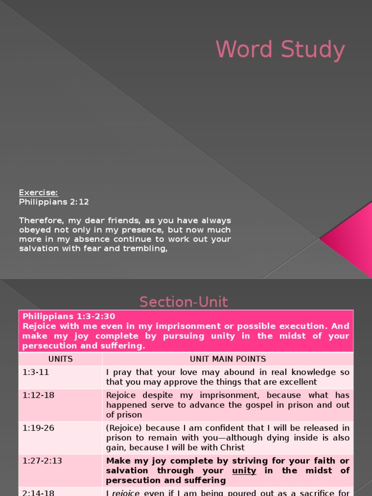 Contextual and Word Study of Philippians 2 - 12 | PDF | Epistle To The ...