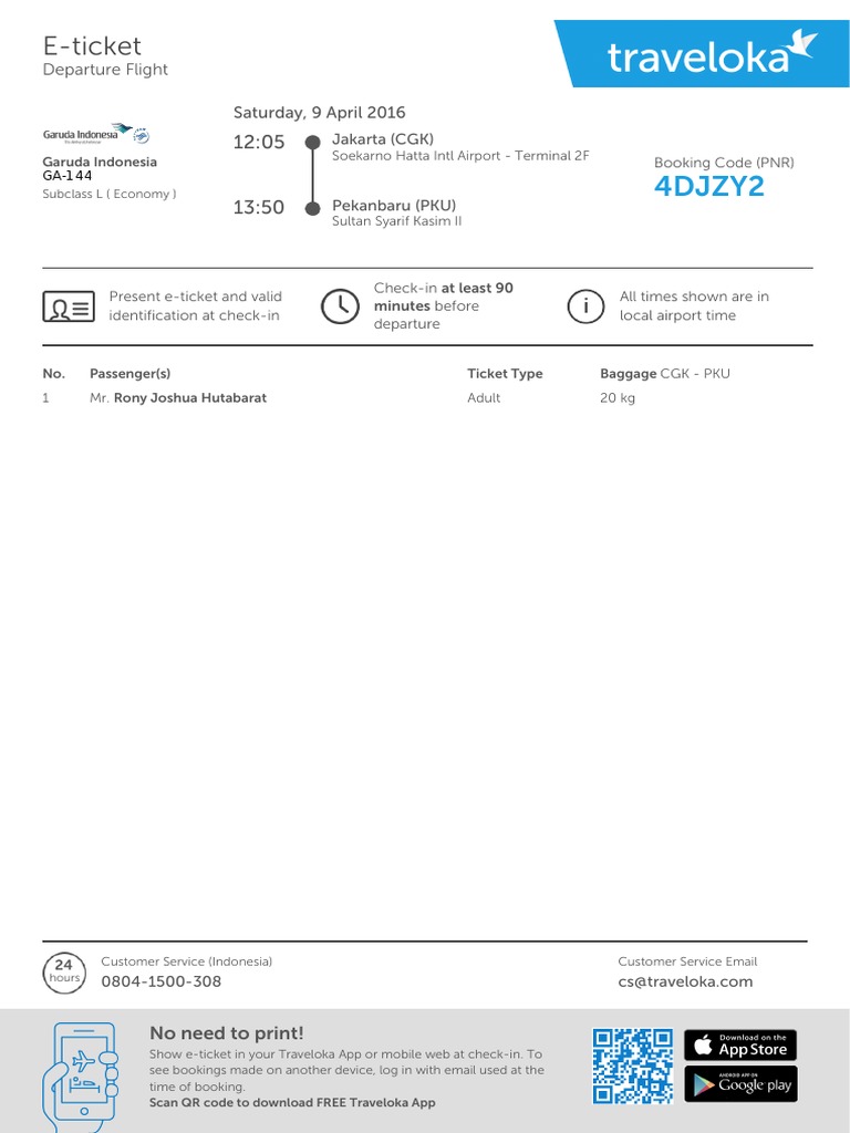 Traveloka Garuda Sample Ticket | PDF