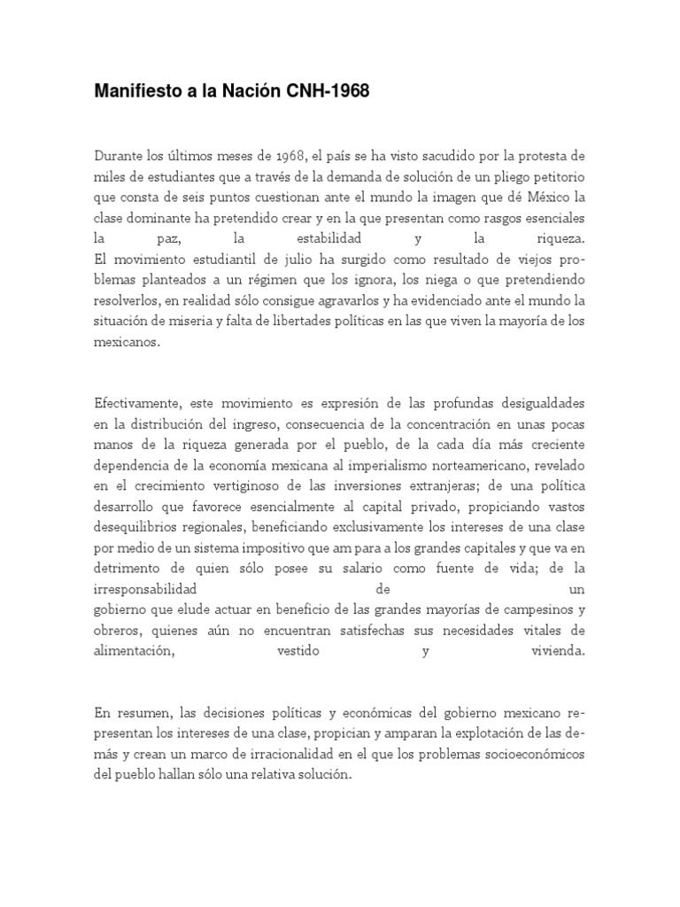 Manifiesto A La Nación CNH | PDF | Democracia | Ideologías políticas